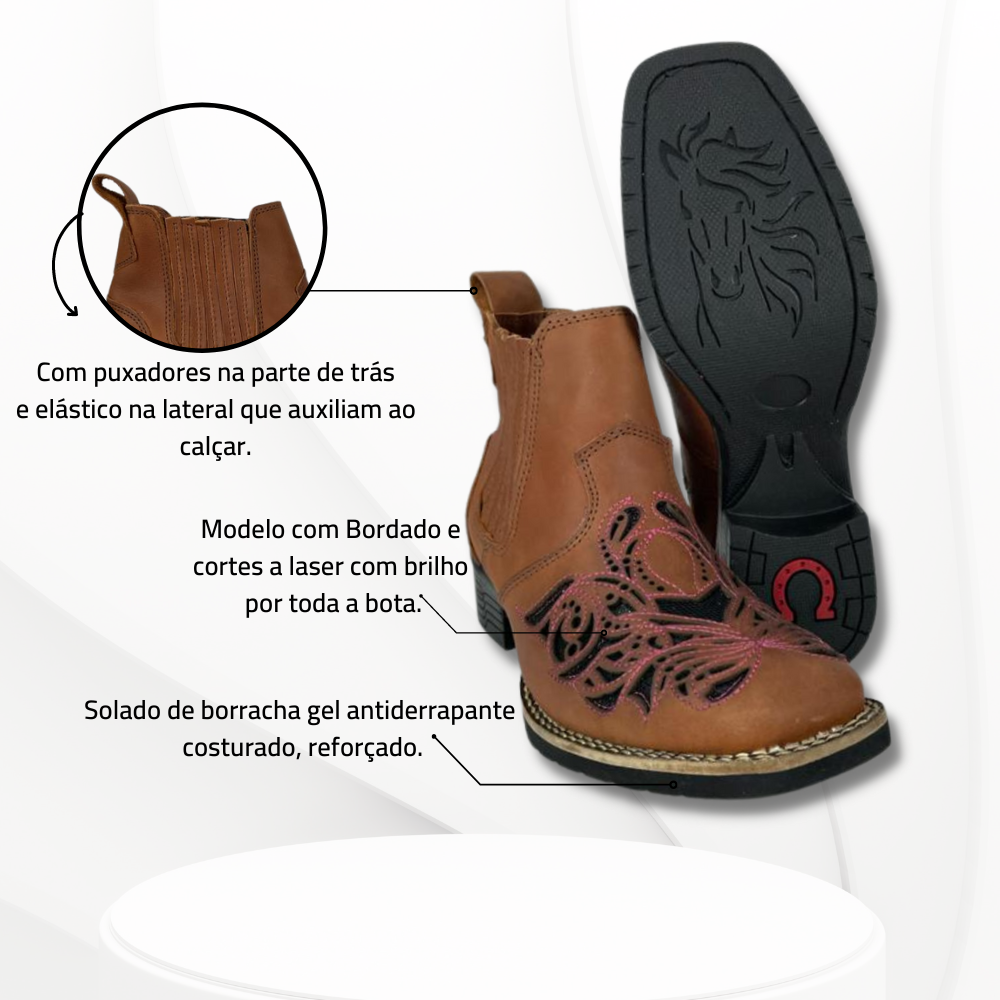 Botina Feminina La Mexicana Couro Crazy - Ref. 17.982 - Badana