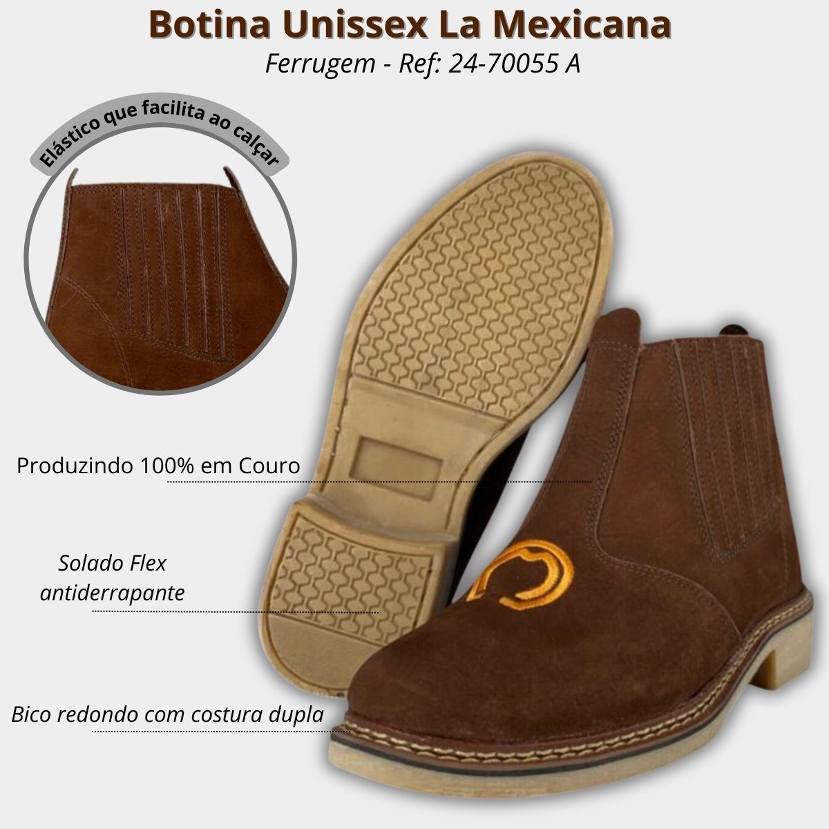 Botina Unissex La Mexicana Ferrugem - Ref. 24-7005 A - Badana
