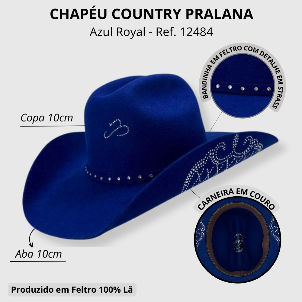 Chapéu Country Pralana Arizona Queen Aba 10 Azul Royal - Ref. 12484 2 ...