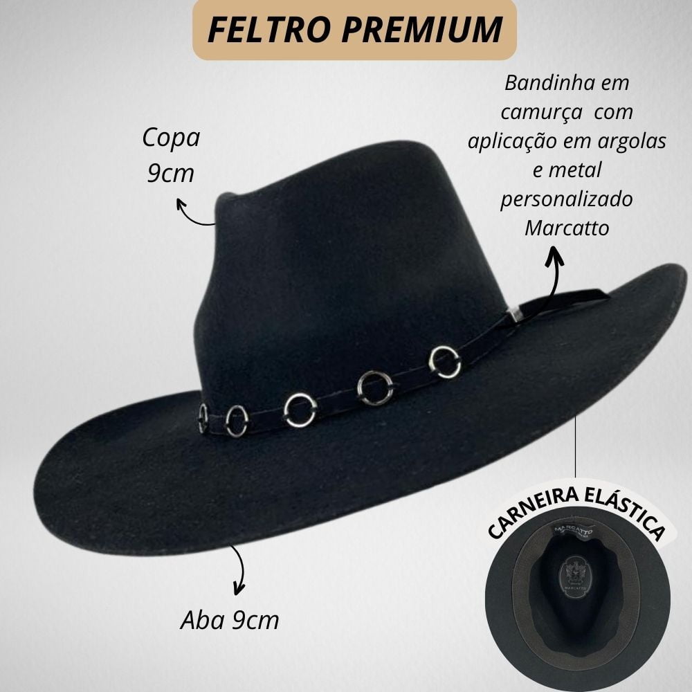 Chapéu Country Marcatto Feltro Bege Marrom e Preto - Escolha a cor - Badana