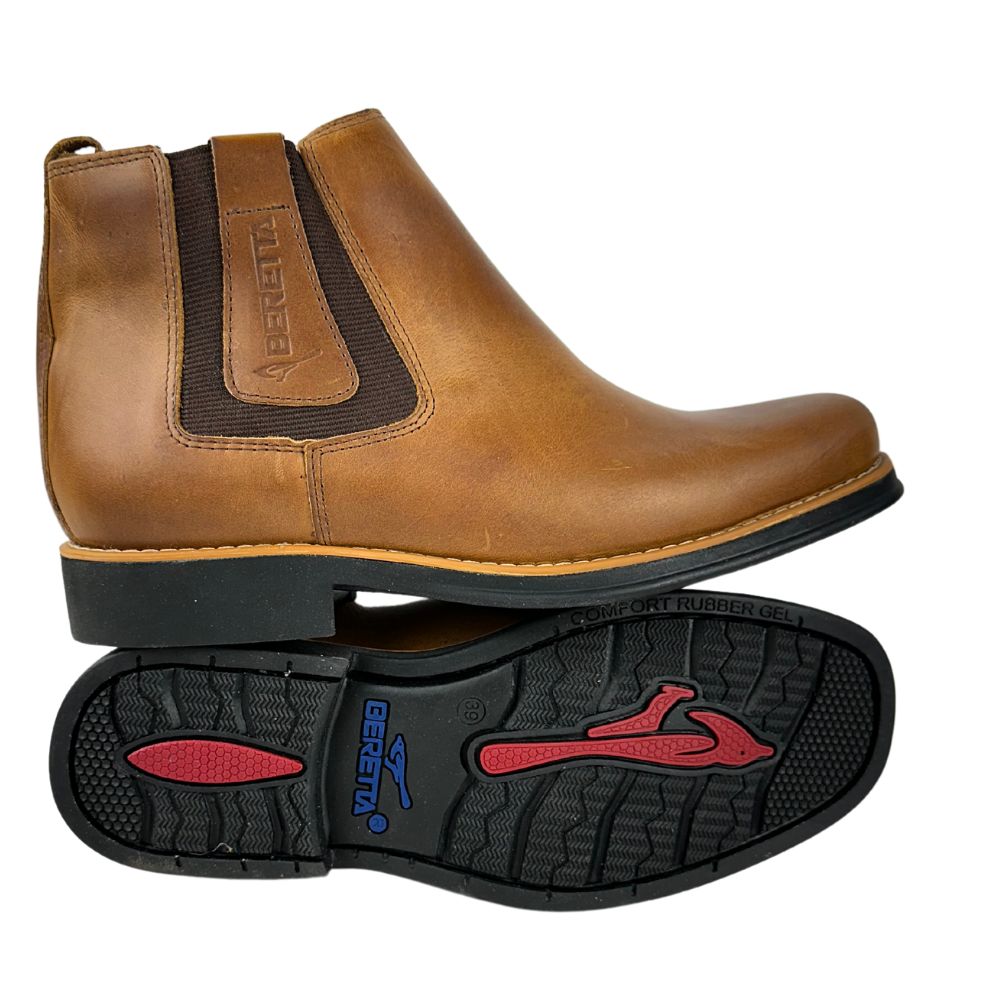 Botina Masculina Beretta Bico Redondo Couro Fóssil Castor Solado ...