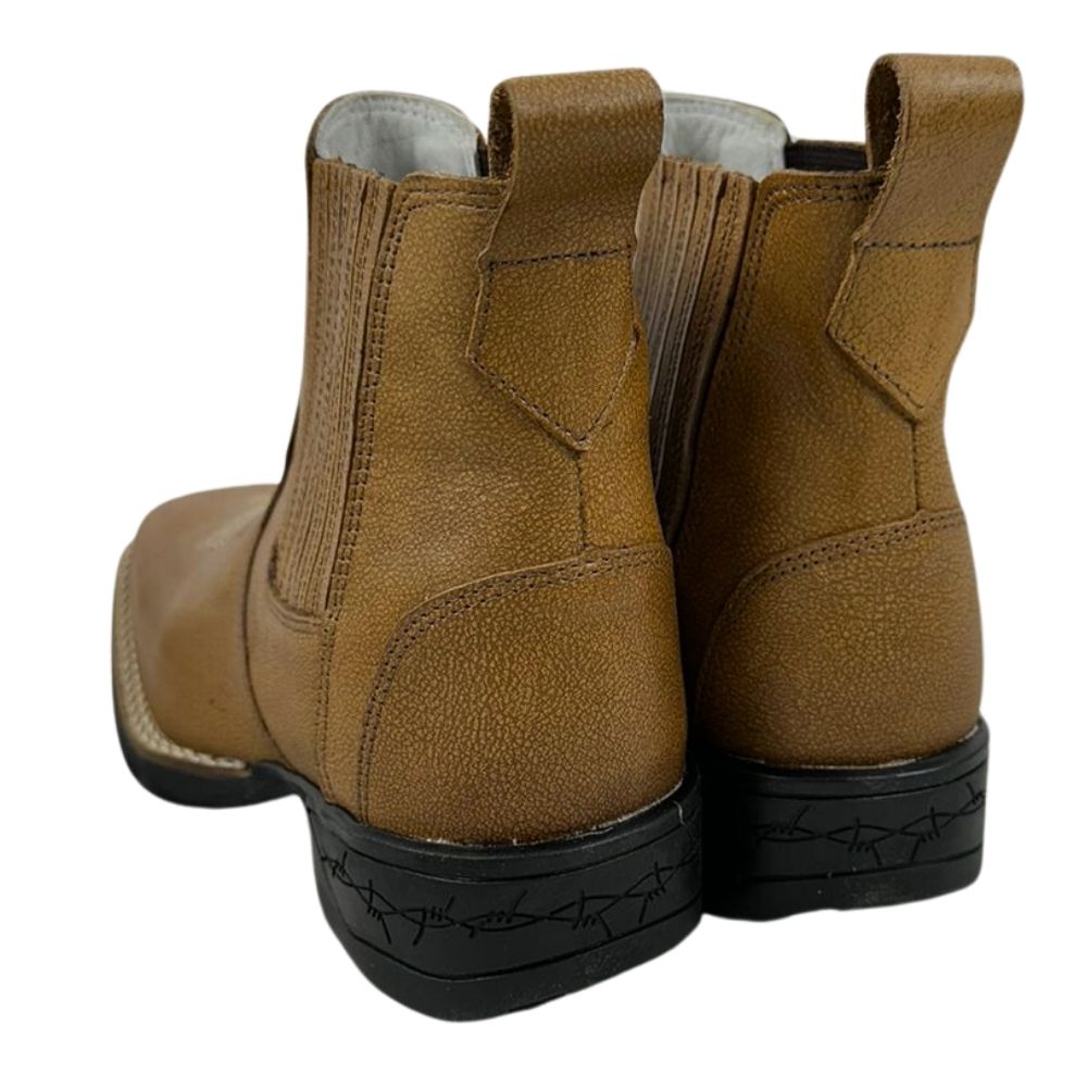 Botina Masculina La Mexicana Bico Quadrado Couro Dallas Caramelo Com ...