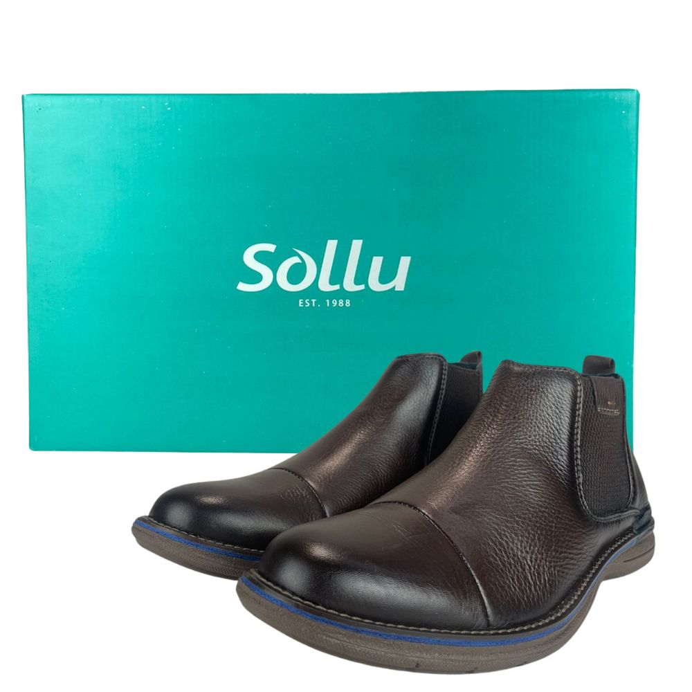 Botina Masculina Sollu Soft Smoky Pinhão Solado Marrom Ref:33790 C - Badana