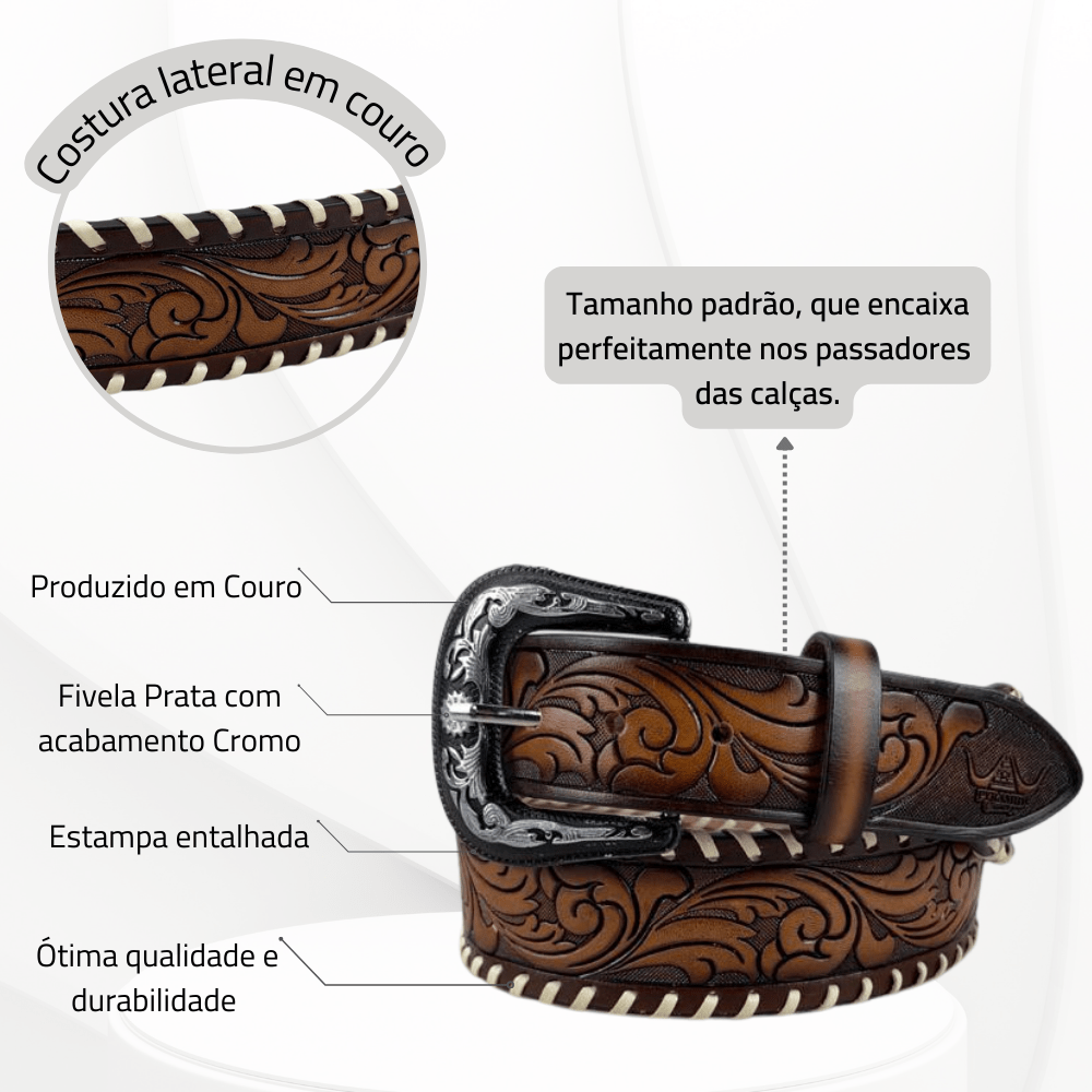 Cinto Masculino Pyramid Country Trança Lateral - Ref. 7074 - Badana
