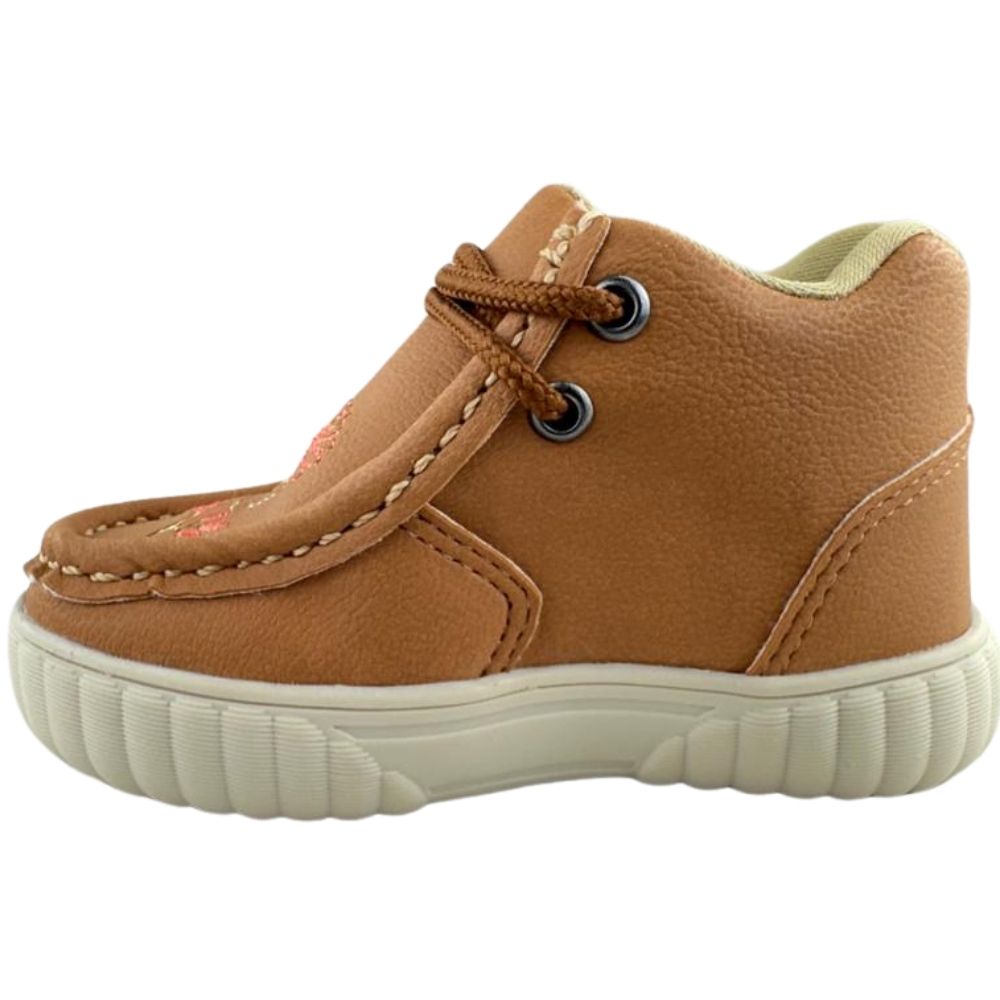 Coturno Destroyer Infantil Walk Baby Couro Caramelo Bordado Flores ...