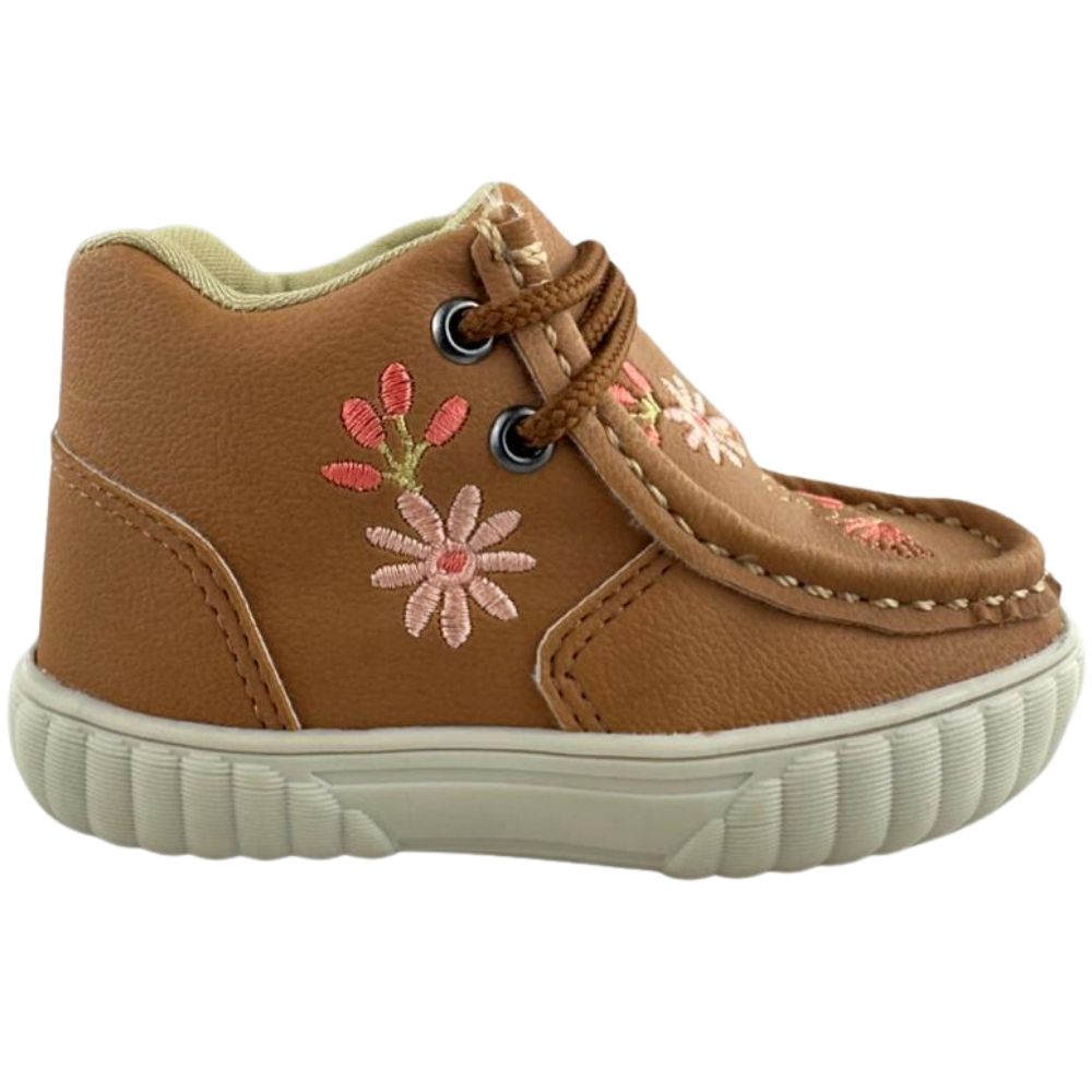 Coturno Destroyer Infantil Walk Baby Couro Caramelo Bordado Flores ...