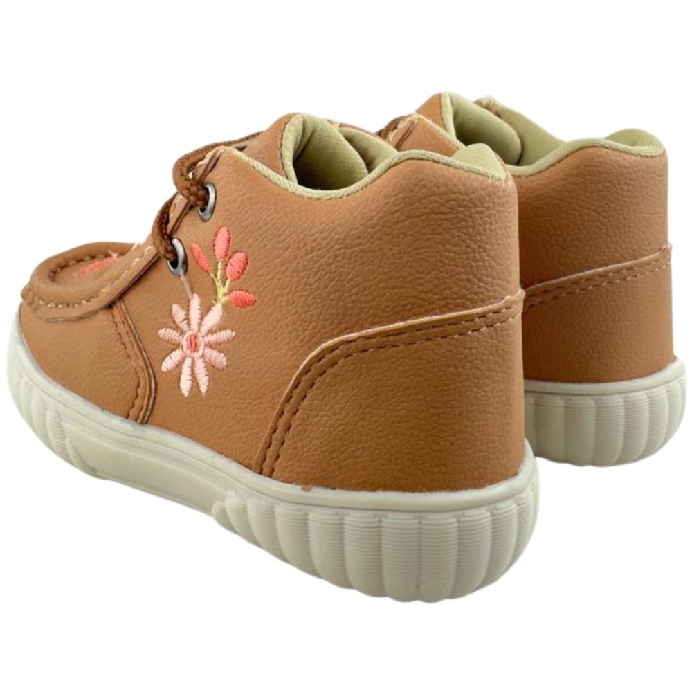 Coturno Destroyer Infantil Walk Baby Couro Caramelo Bordado Flores ...