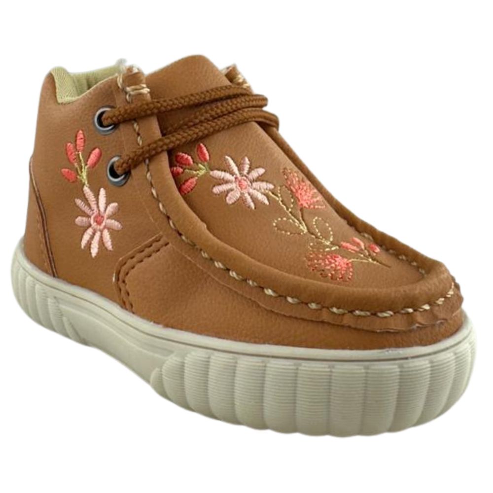 Coturno Destroyer Infantil Walk Baby Couro Caramelo Bordado Flores ...