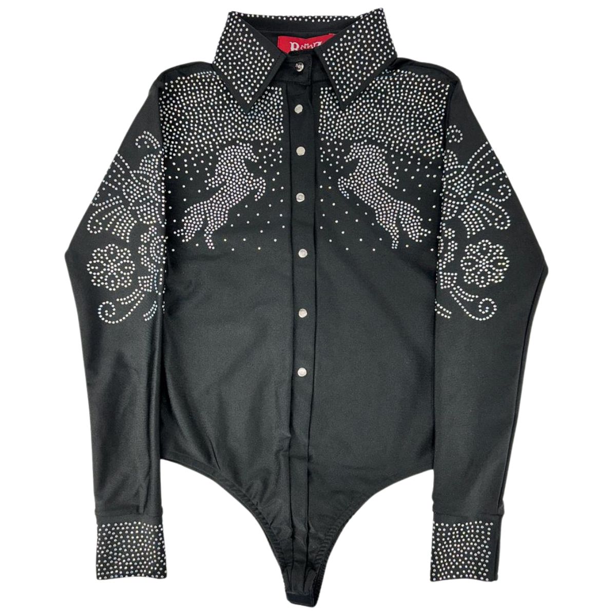 Body Feminino Roz Country Preto Manga Longa Com Colarinho E Punho ...