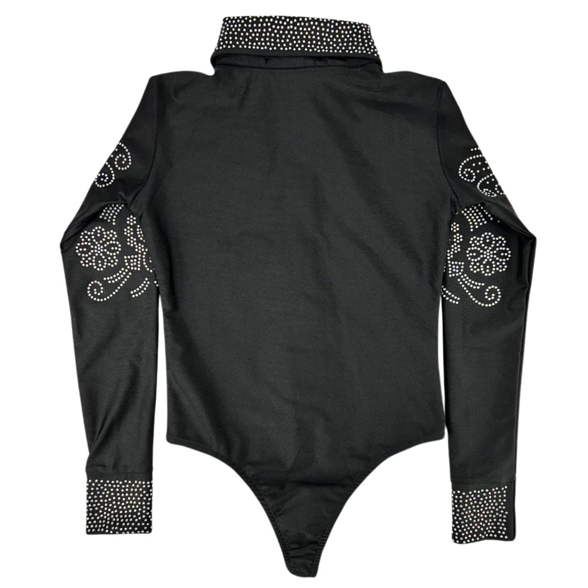 Body Feminino Roz Country Preto Manga Longa Com Colarinho E Punho ...