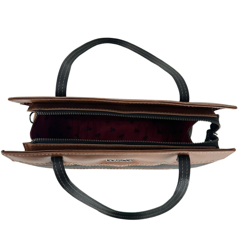 Bolsa Feminina Goyazes Couro Pit Stop Preto Couro Atlanta Caramelo Com ...