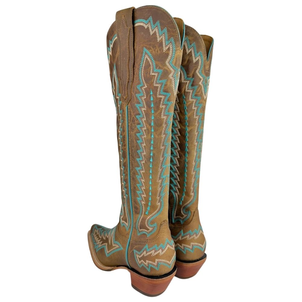 Bota Texana Feminina Goyazes Bico Fino Fashion Couro Dallas Marrom Cano ...