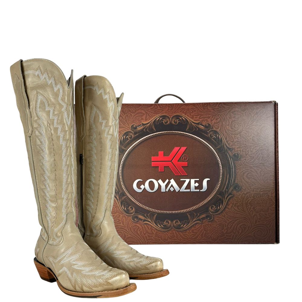 Bota Texana Feminina Goyazes Bico Fino Faschion Couro Waco Off White ...