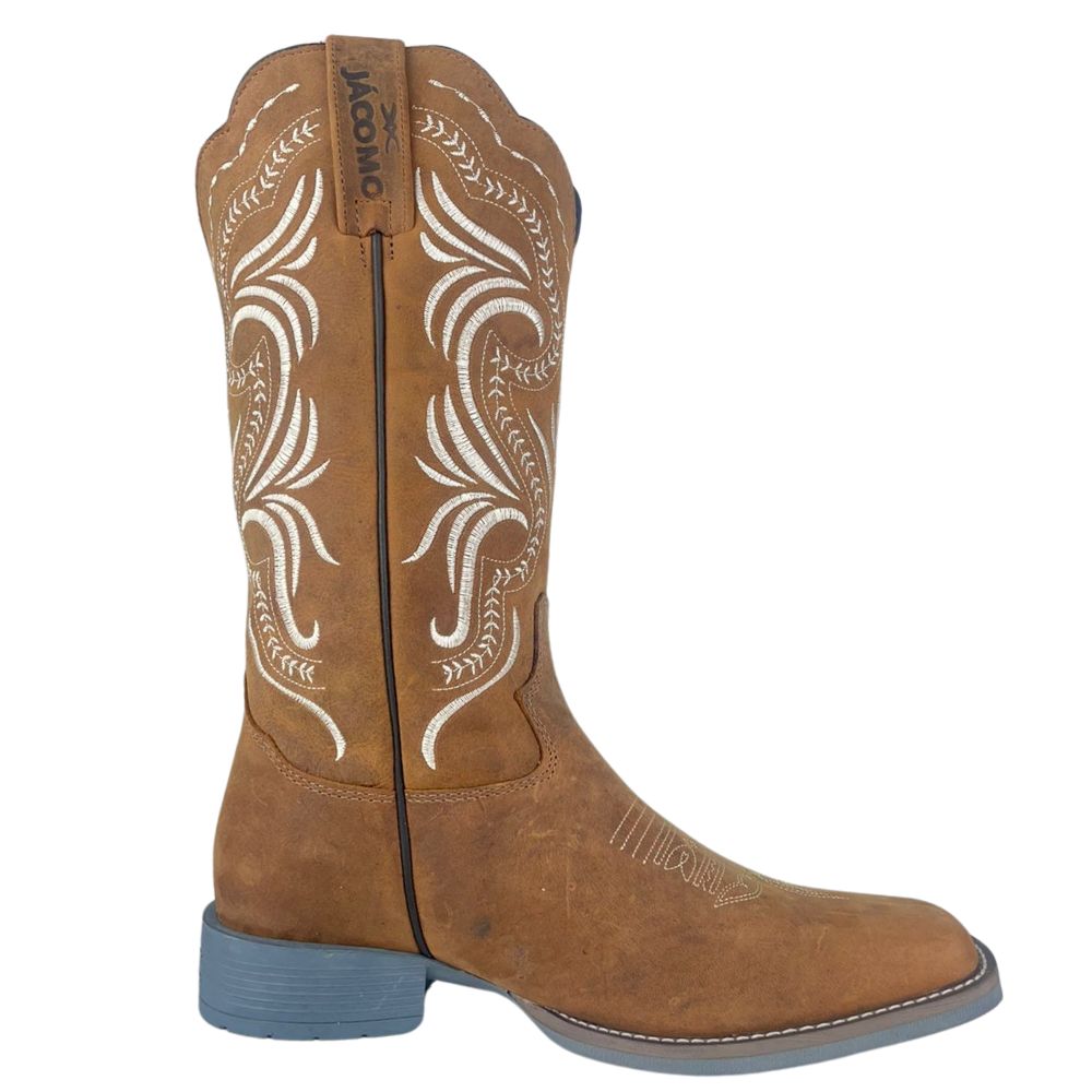 Bota Texana Feminina Jácomo Bico Quadrado Crazy Amendoa Ref:1311/FG ...