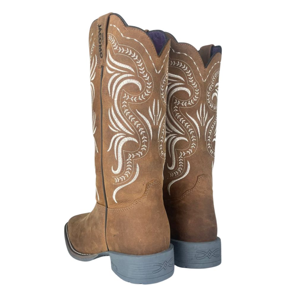 Bota Texana Feminina Jácomo Bico Quadrado Crazy Amendoa Ref:1311/FG ...