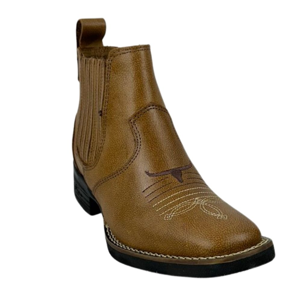 Botina Country Feminina La Mexicana Bico Quadrado Couro Dallas Caramelo ...