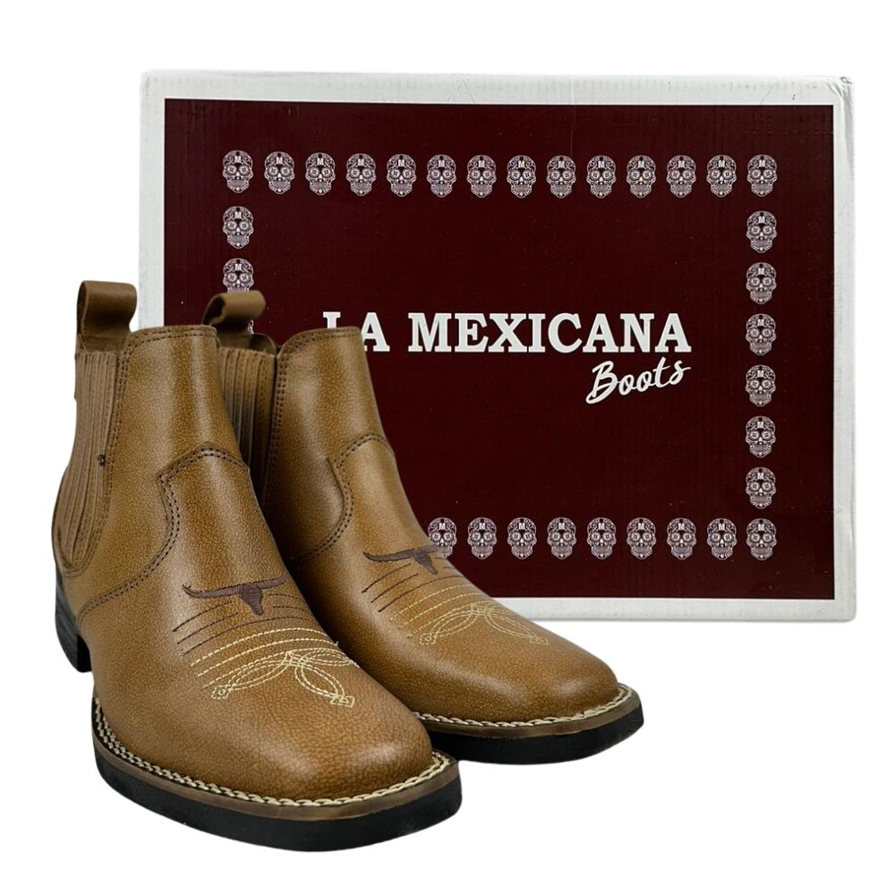 Botina Country Feminina La Mexicana Bico Quadrado Couro Dallas Caramelo ...