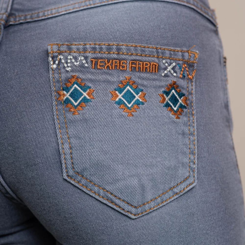Calça Feminina Texas Farm Free Soul Jeans Bootcut Bordado Nos Bolsos E ...
