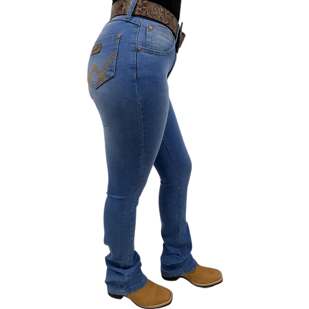 Calça Jeans Country Feminina Western Wrangler Tradicional Reta Azul ...