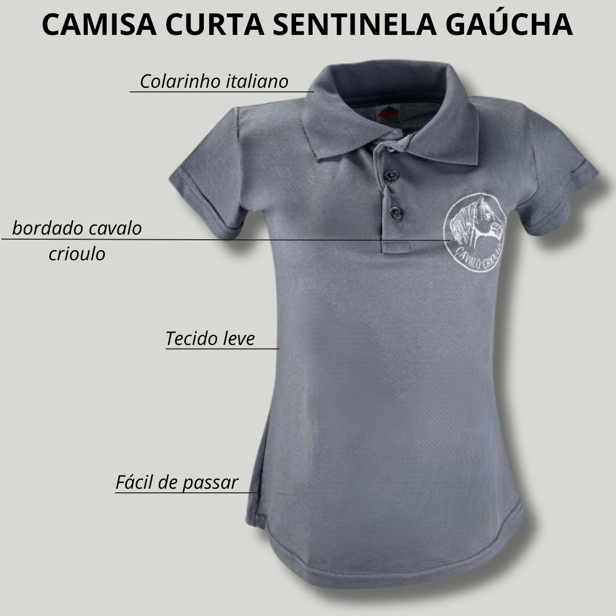 Camisa Polo Feminina Sentinela Baby Look - Ref.PPCAV309 - Badana